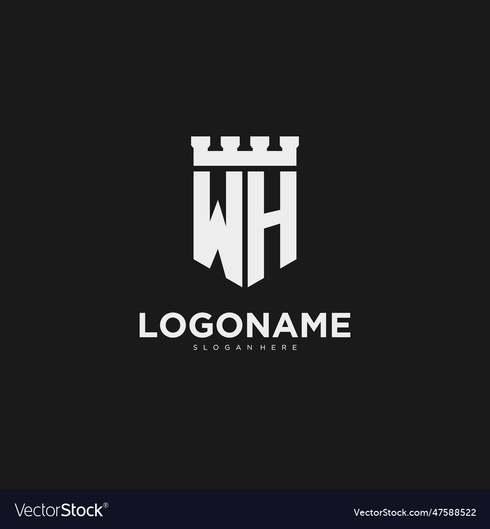Initials wh logo monogram with shield Royalty Free Vector