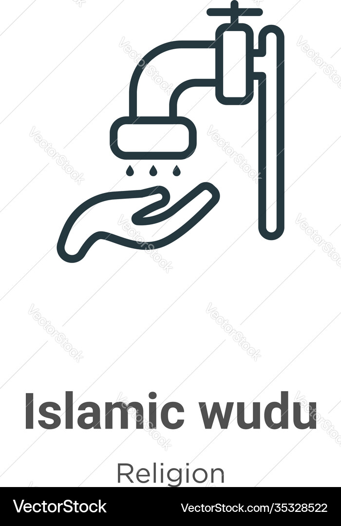 Islamic wudu outline icon thin line black Vector Image