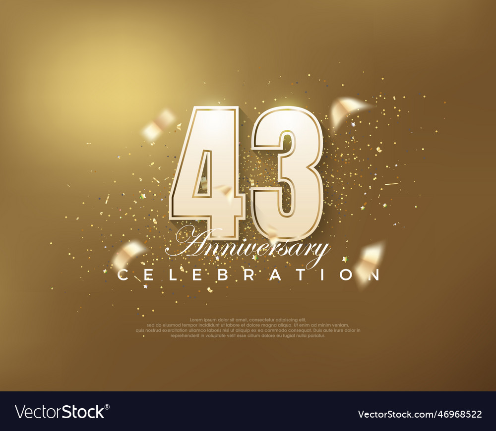 Luxury gold 43rd anniversary celebration Vector Image