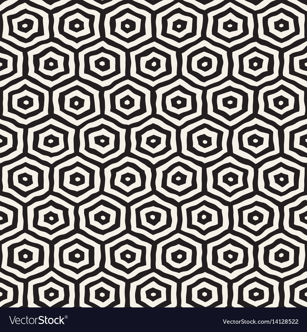 Seamless black and white pattern with hexagon Vector Image