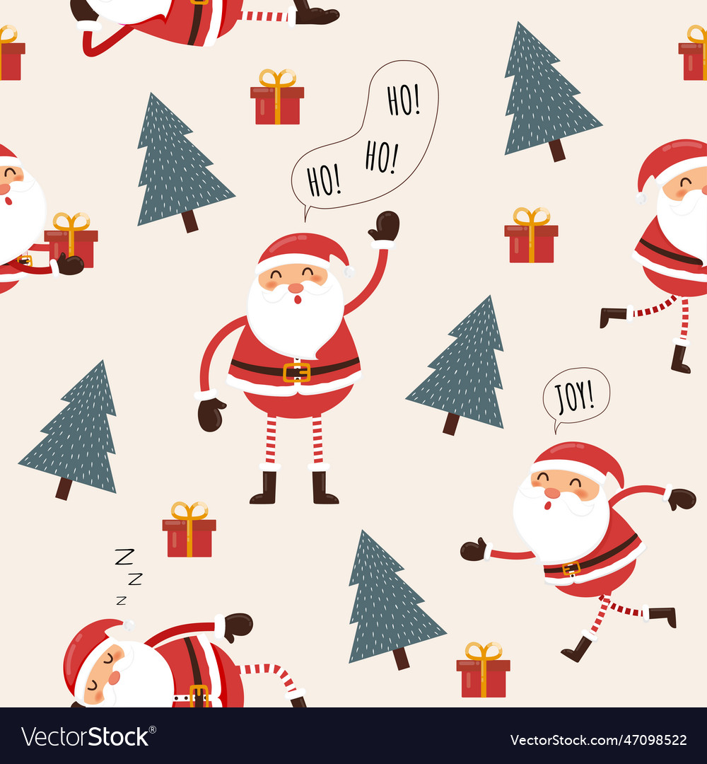 Seamless pattern of santa claus and christmas Vector Image