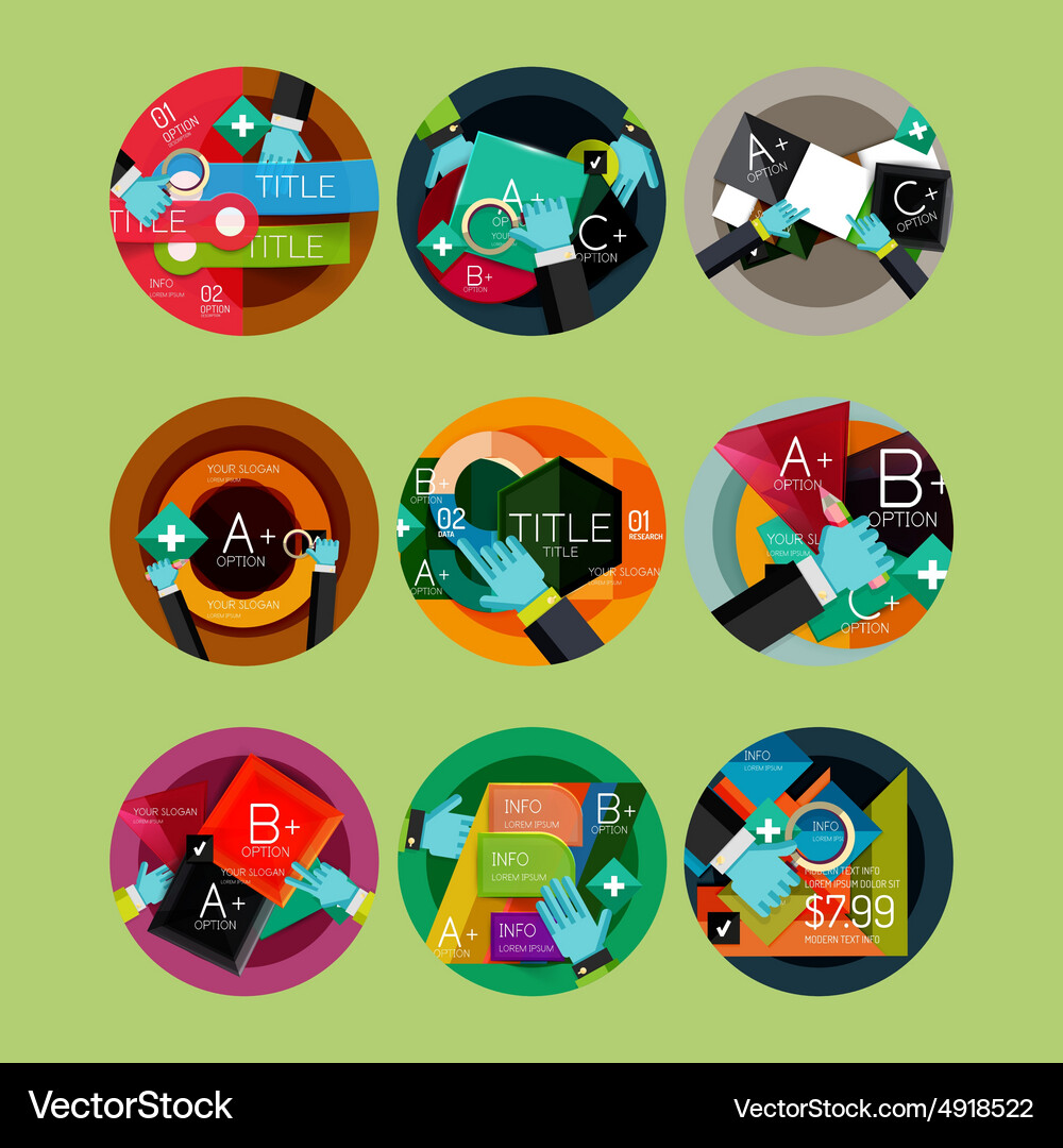 Set of flat design circle option infographics Vector Image