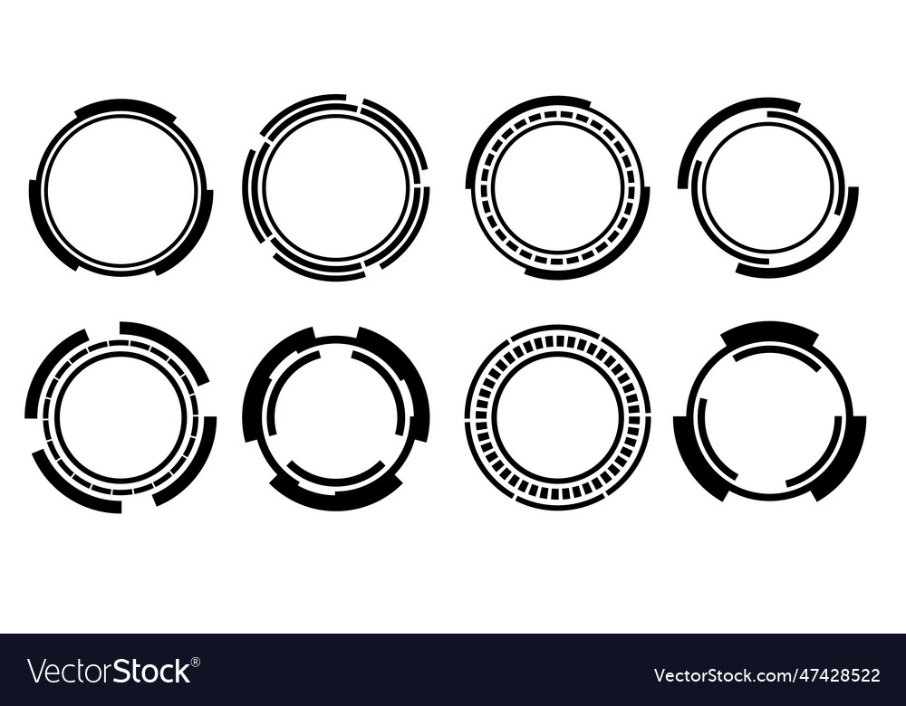 Set of sci fi black circle user interface Vector Image