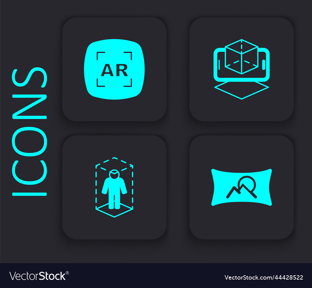 Set wide angle picture augmented reality ar 3d Vector Image