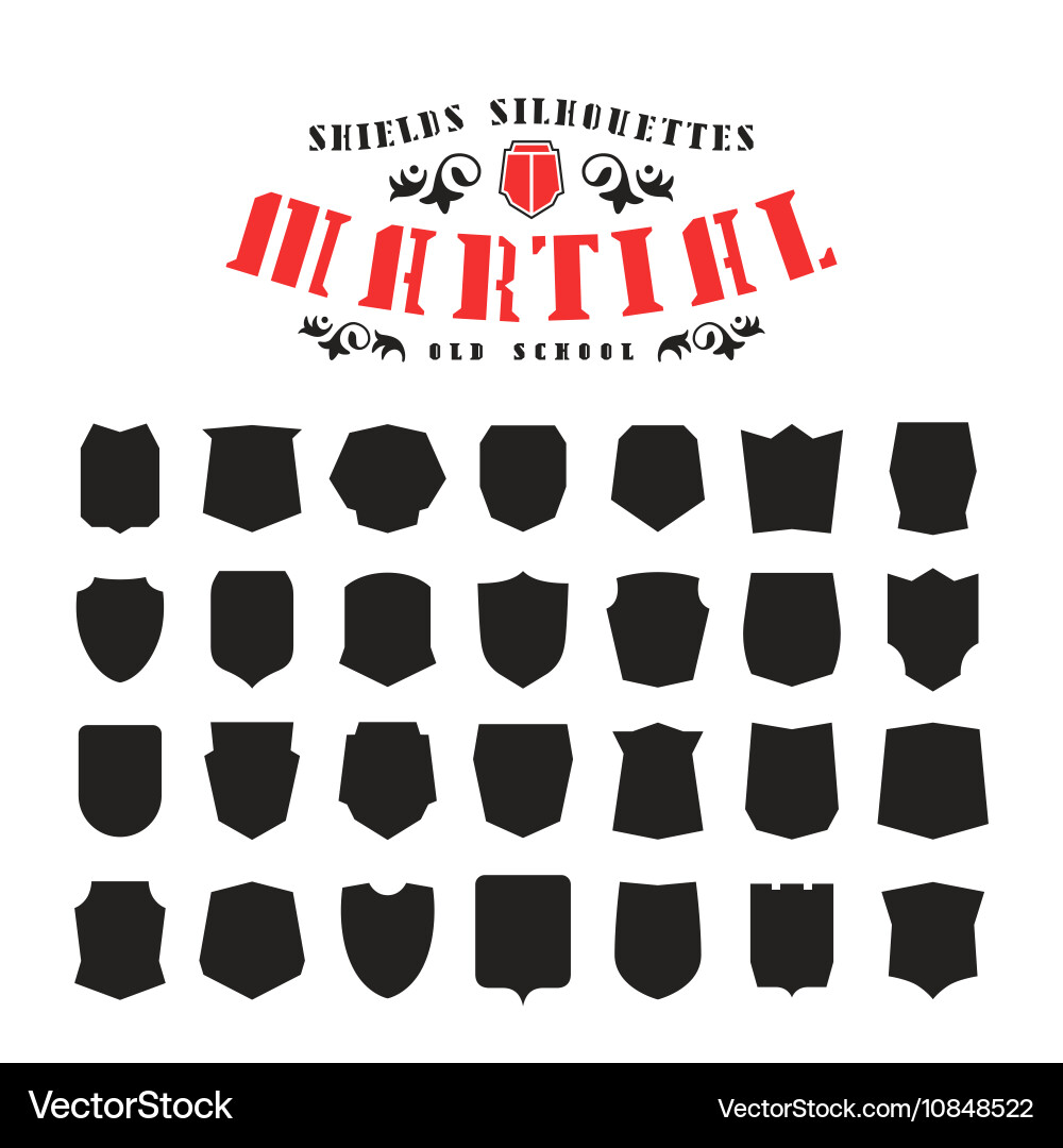Stock set of shields silhouettes Royalty Free Vector Image