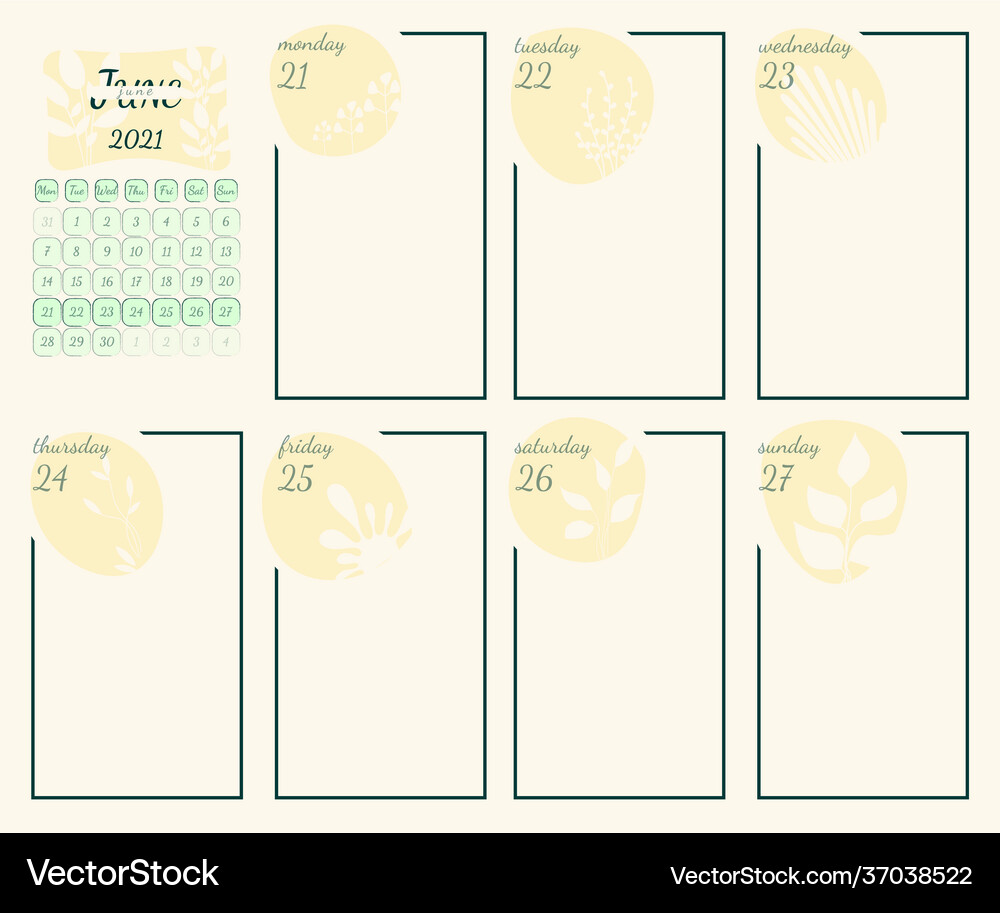 Wall calendar page template with seasonal graphics