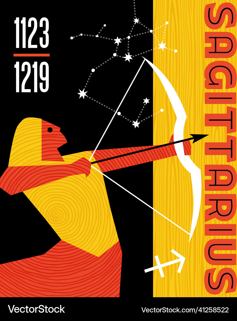 Zodiac sign sagittarius abstract retro design Vector Image