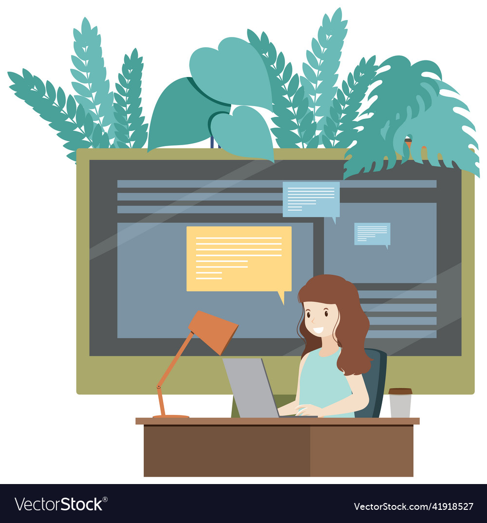 A woman working concept in flat style Royalty Free Vector