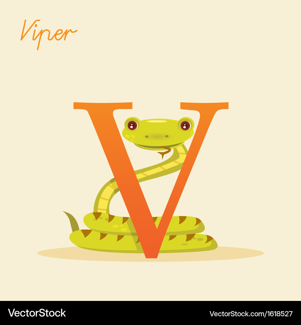 Animal alphabet with viper Royalty Free Vector Image