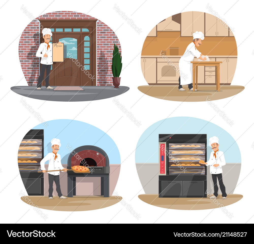 Baker pizza and pastry chef icon bakery design Vector Image