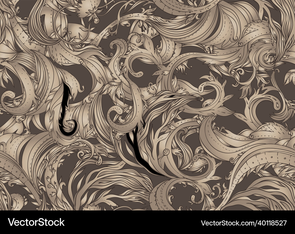 Beautiful ornate flower seamless pattern outline Vector Image