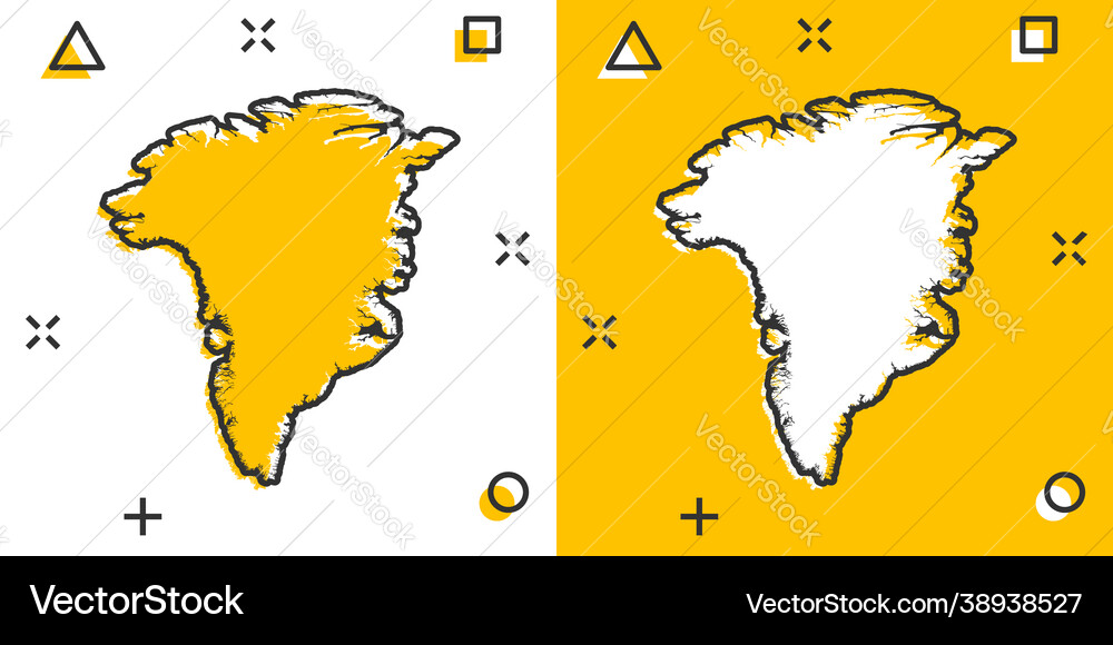 Cartoon greenland map icon in comic style Vector Image
