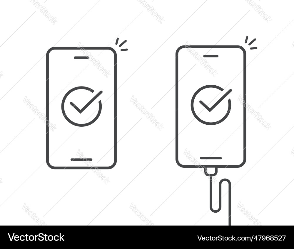 Cell phone check mark apply simple pictogram Vector Image