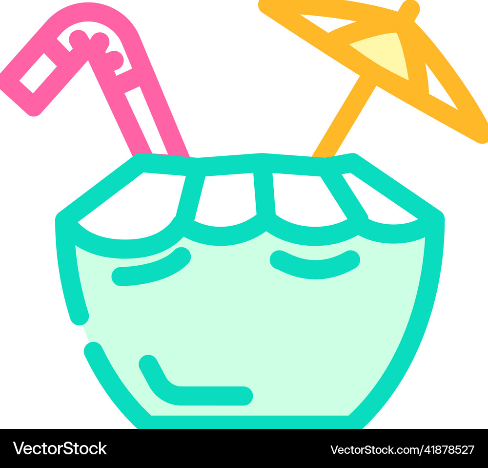 Coconut cocktail drink color icon Royalty Free Vector Image