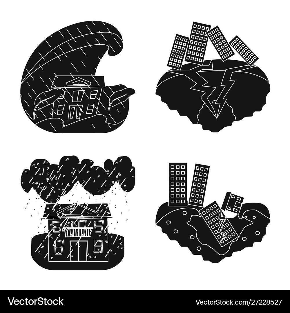 Design calamity and crash sign set Royalty Free Vector Image