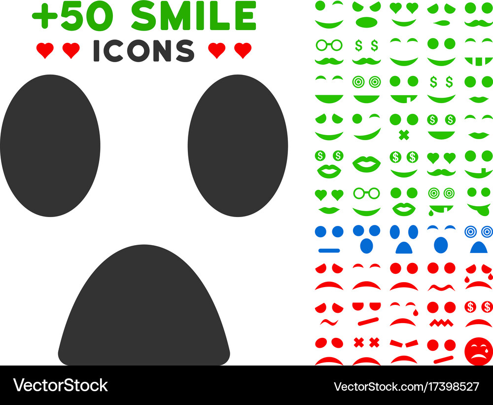 Fear smile icon with bonus emoticon set Royalty Free Vector