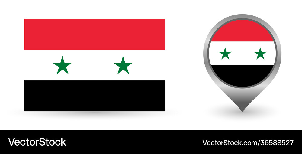 Flag syria location point with syria Royalty Free Vector