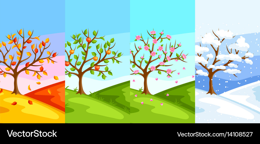 Four Seasons Landscape Royalty Free Vector Image