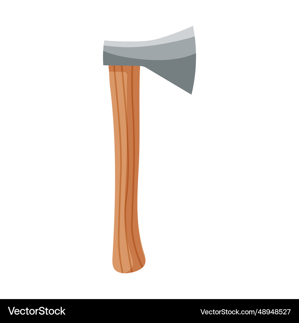 Gray ax with brown handle cartoon isolated Vector Image