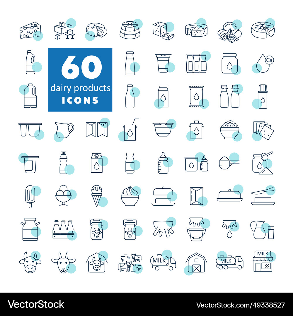 Milk dairy products icon set graph symbol Vector Image