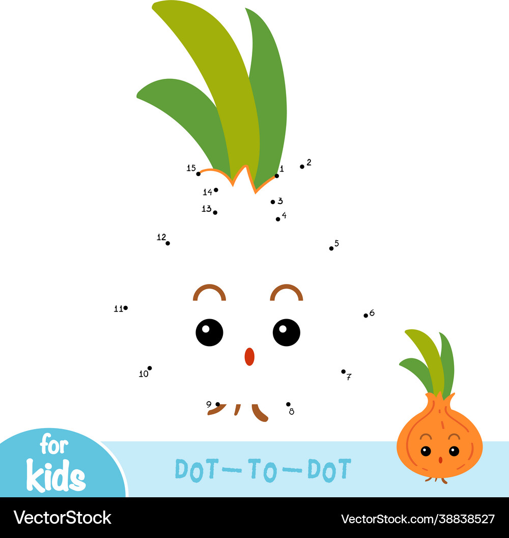 Numbers game dot to dot game for children onion Vector Image