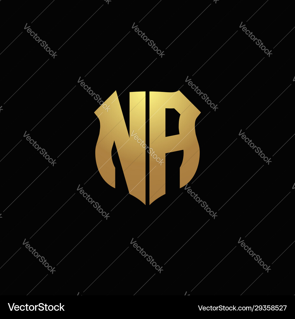 Nz logo monogram with gold colors and shield Vector Image