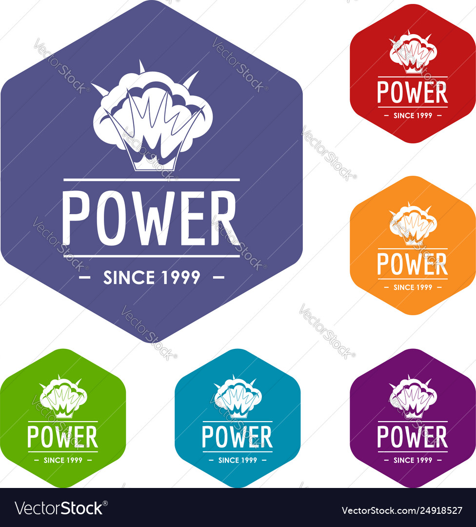 Powerful icons hexahedron Royalty Free Vector Image