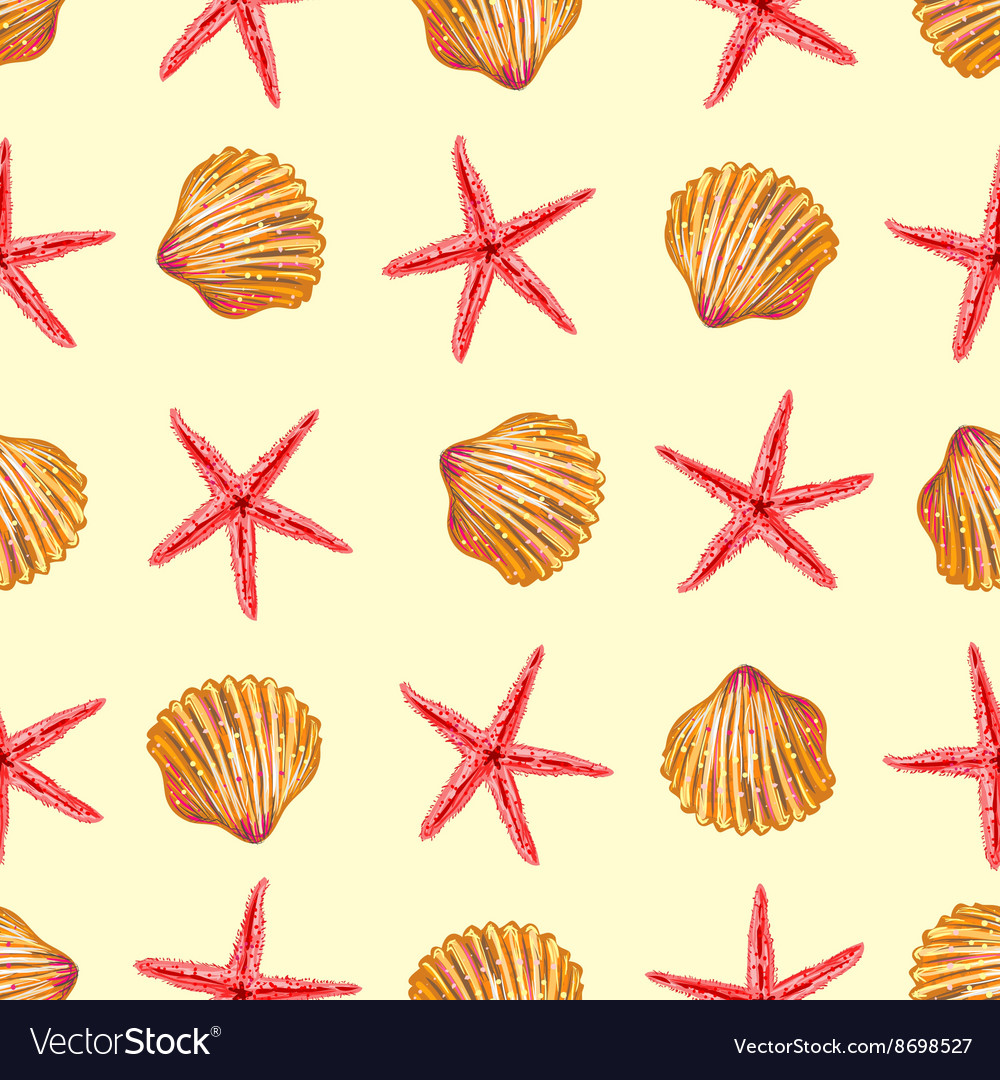 Sea elements on sand seamless pattern Royalty Free Vector