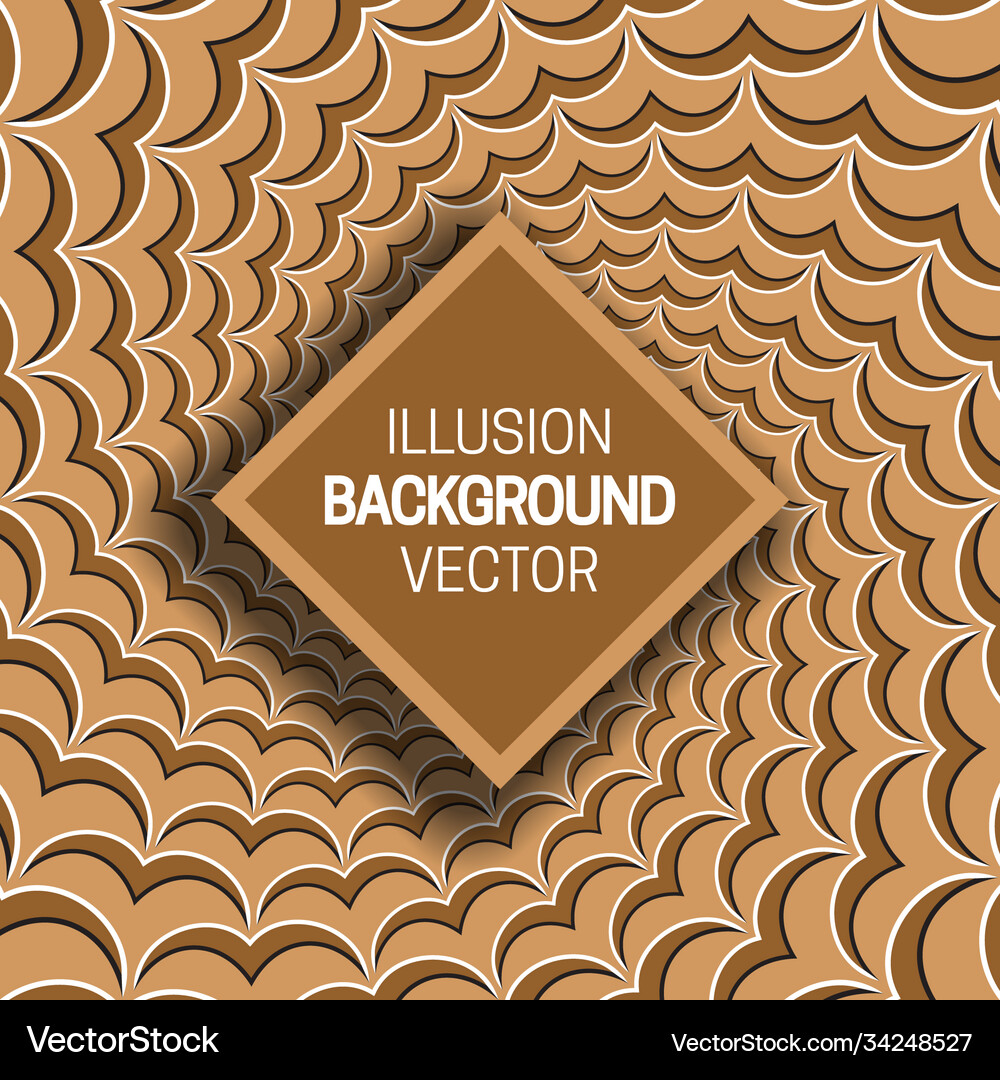 Square frame on brown optical illusion hypnotic Vector Image