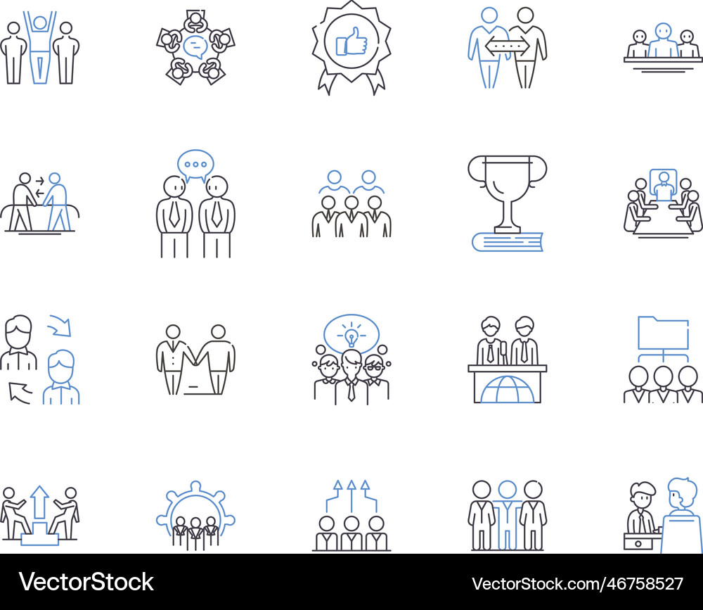 Team building outline icons collection teamwork Vector Image