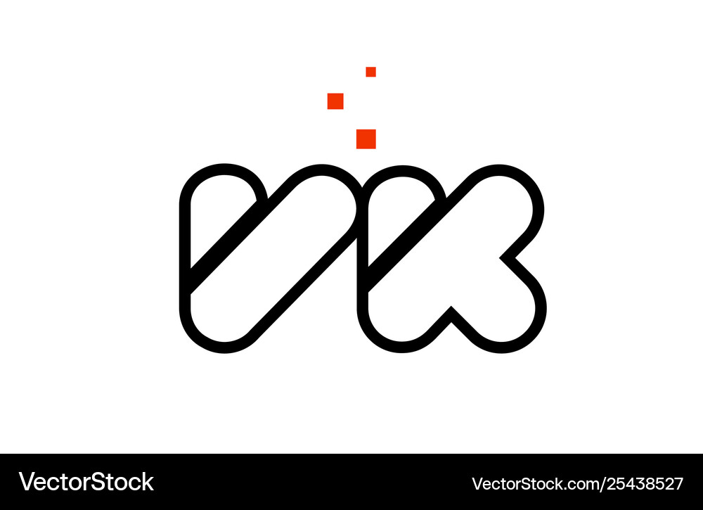 Vk v k black white red alphabet letter Royalty Free Vector