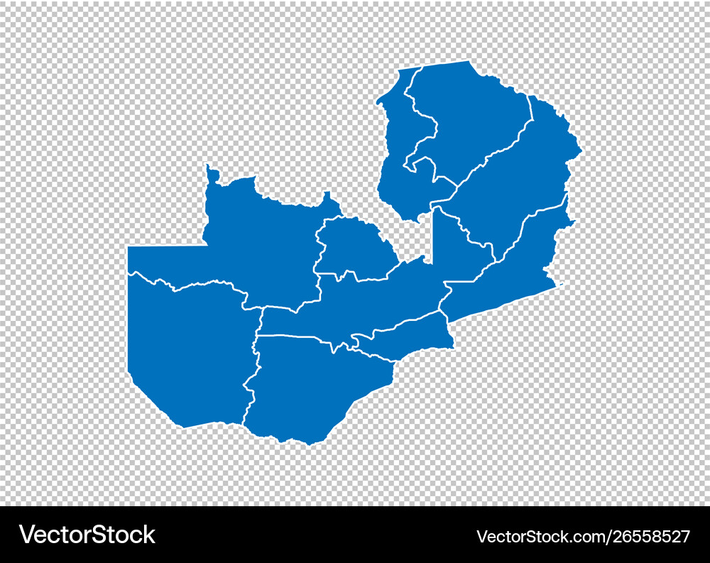 Zambia map - high detailed blue Royalty Free Vector Image