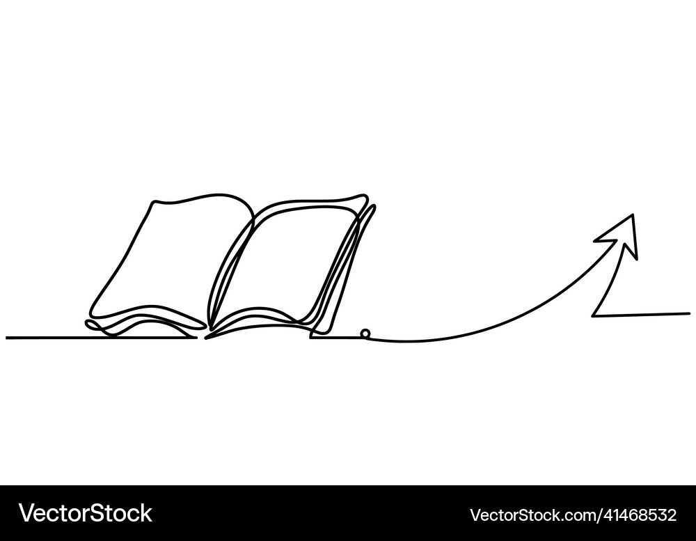 Abstract book with arrow as line drawing on white Vector Image