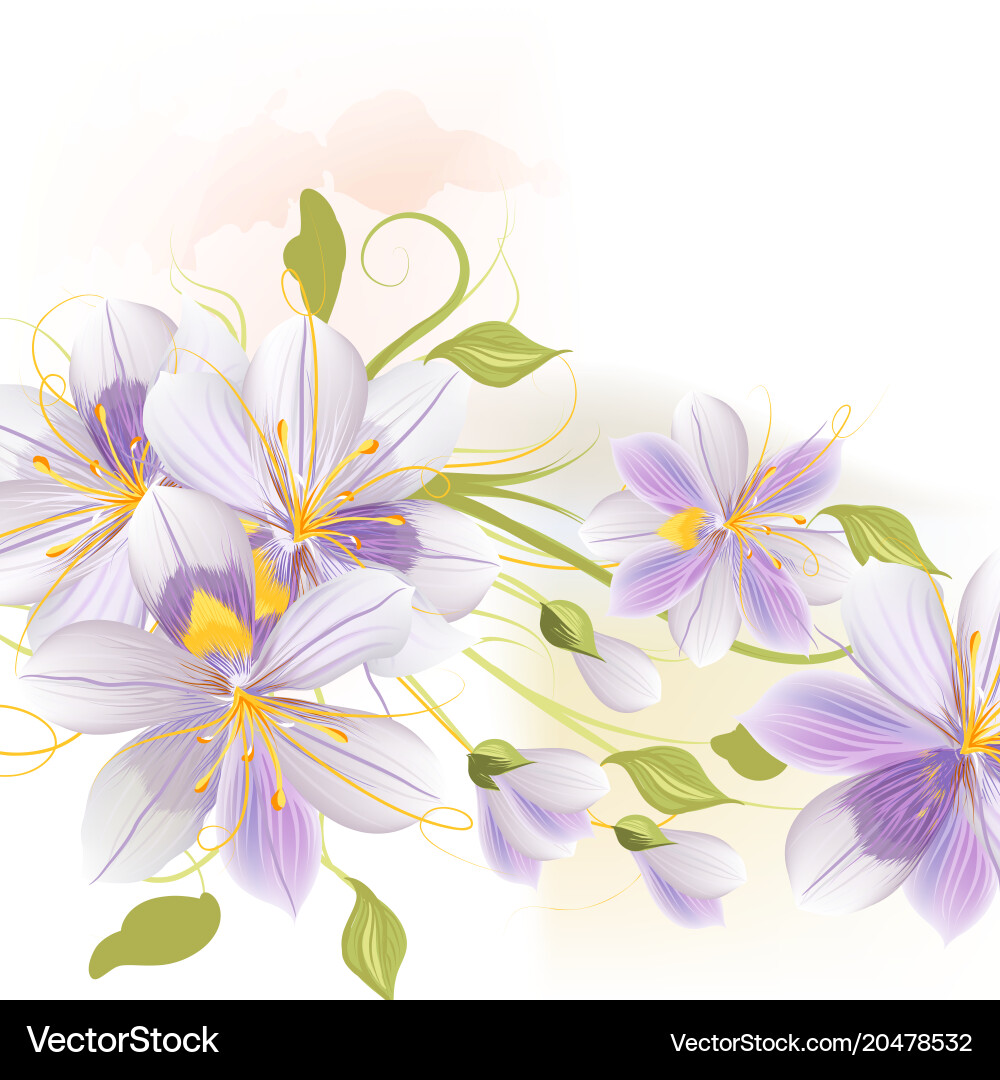 Floral design with purple stylized flowers Vector Image