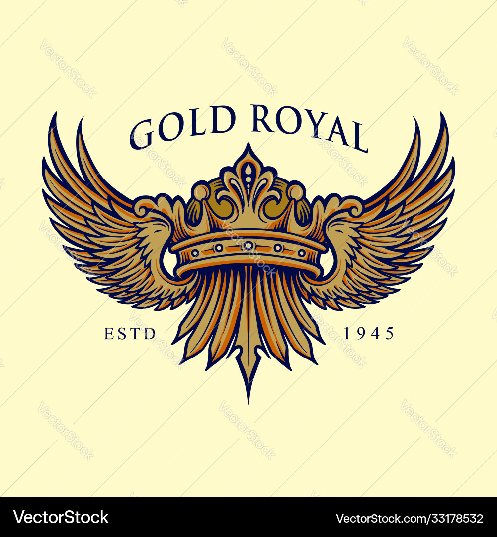 Golden royal crown elegant logo Royalty Free Vector Image