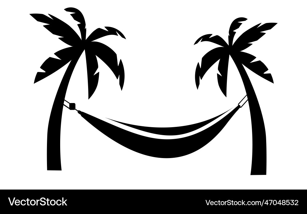 Hammock icon between palm trees Royalty Free Vector Image