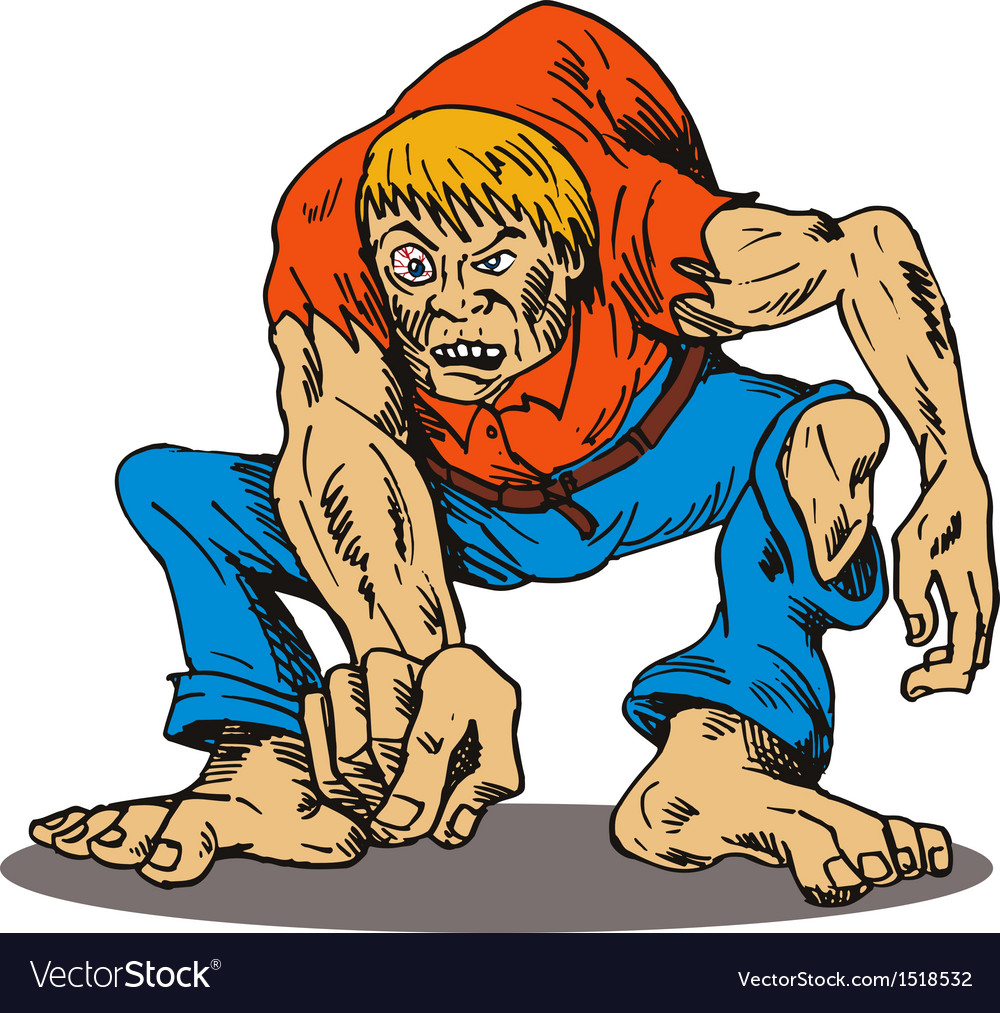 Hunchback pointing Royalty Free Vector Image - VectorStock