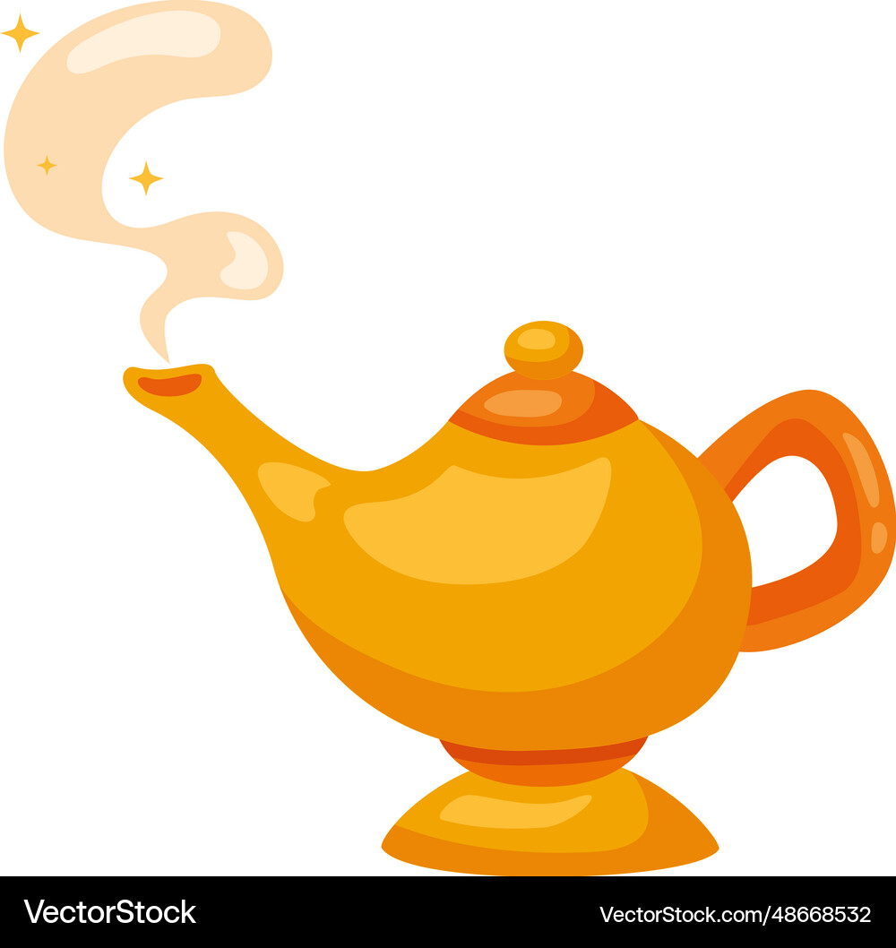 Magic genie lamp golden with smoke Royalty Free Vector Image