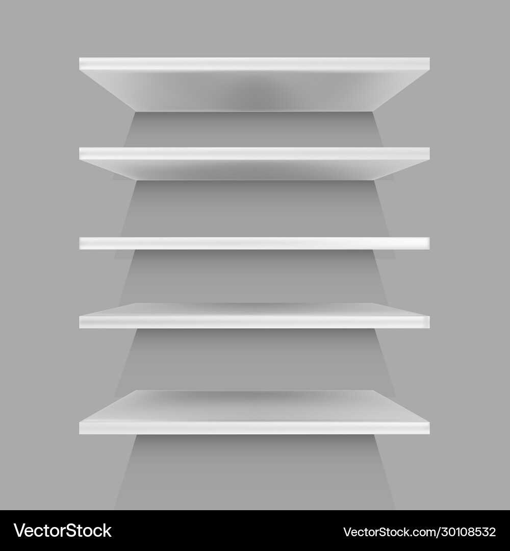 Realistische Shop Regal leere weiße Einzelhandel Regale