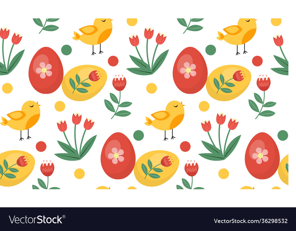 Seamless spring pattern with birds Royalty Free Vector Image