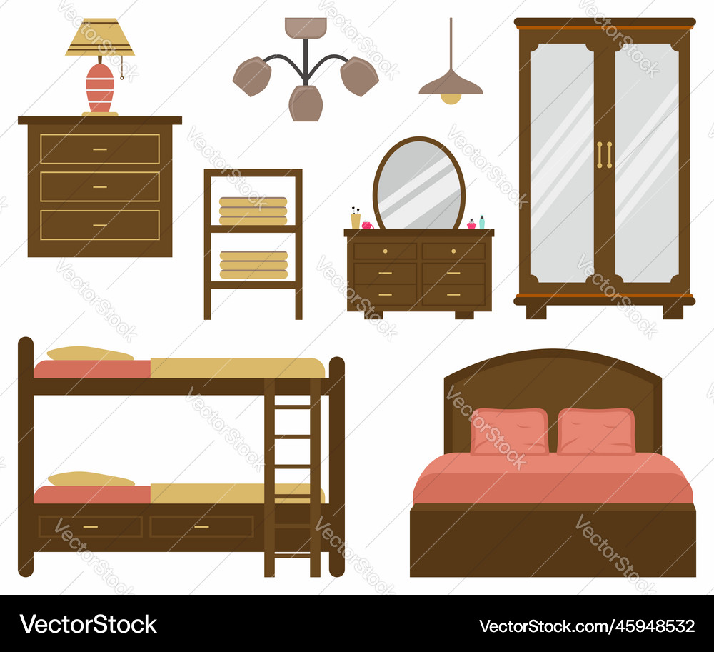Set of modern flat design interior icons Vector Image