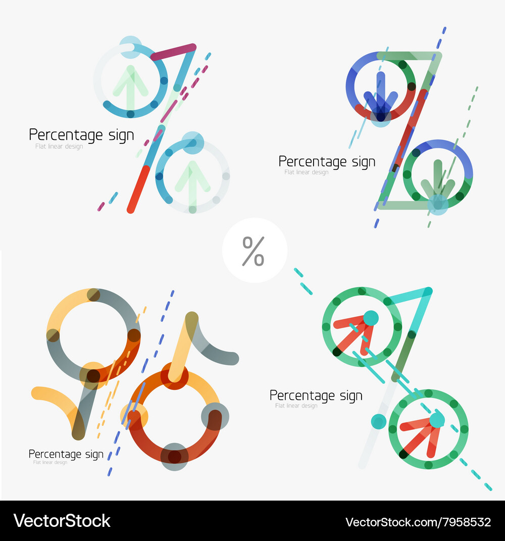 Set of percentage signs flat design Royalty Free Vector