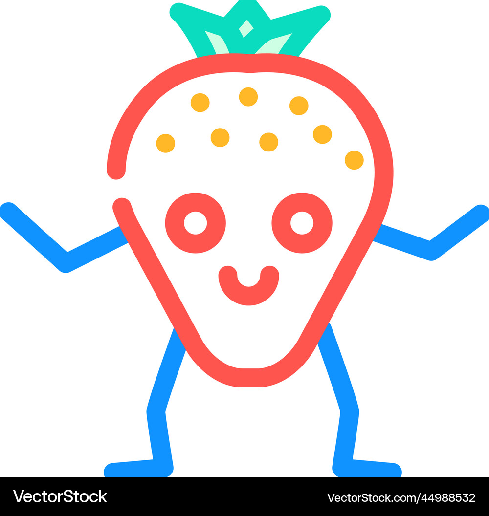 Strawberry berry character color icon Royalty Free Vector