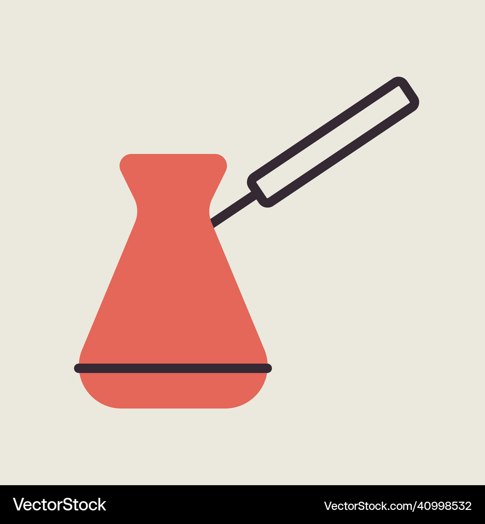 Turkish cezve color flat icon kitchen appliance Vector Image