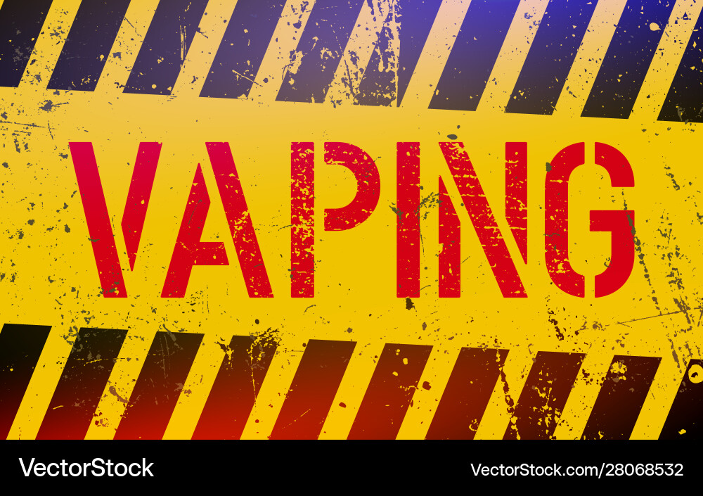 Vaping lettering on danger sign with yellow Vector Image