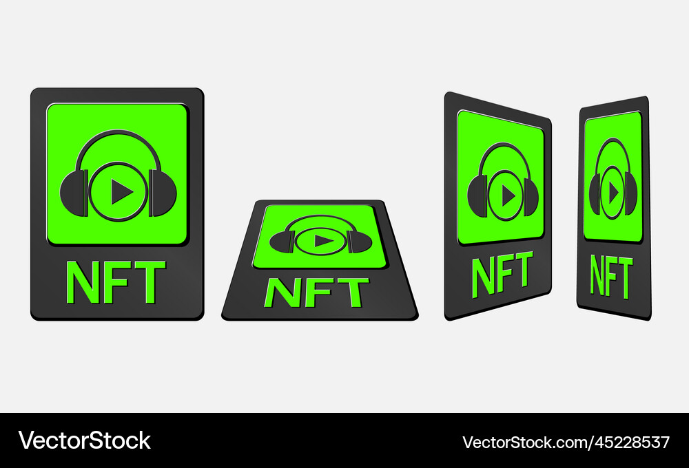 3d token nft cards in crypto artwork nft card Vector Image