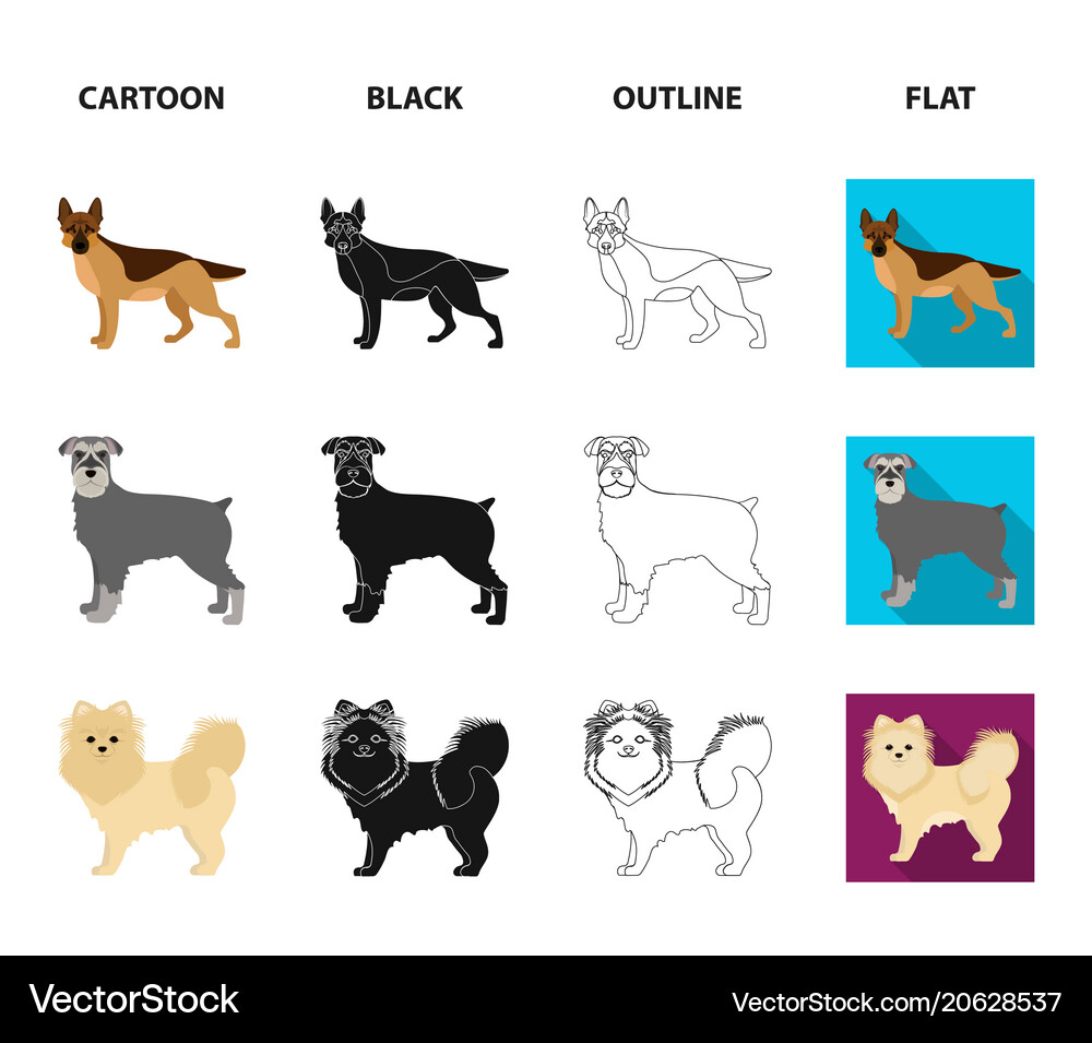 Dog breeds icons in set Royalty Free Vector Image
