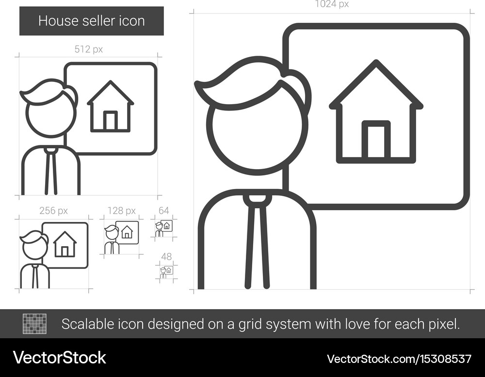 House seller line icon Royalty Free Vector Image