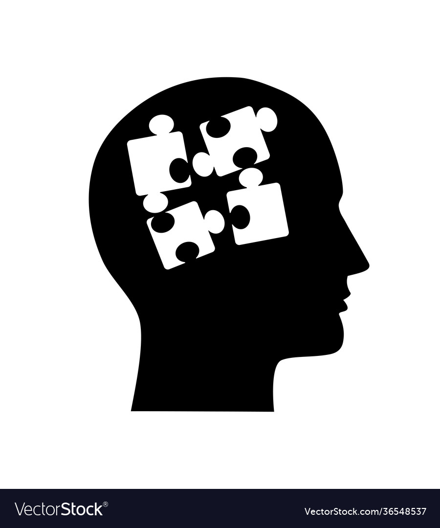 Human head silhouette with puzzle pieces isolated Vector Image