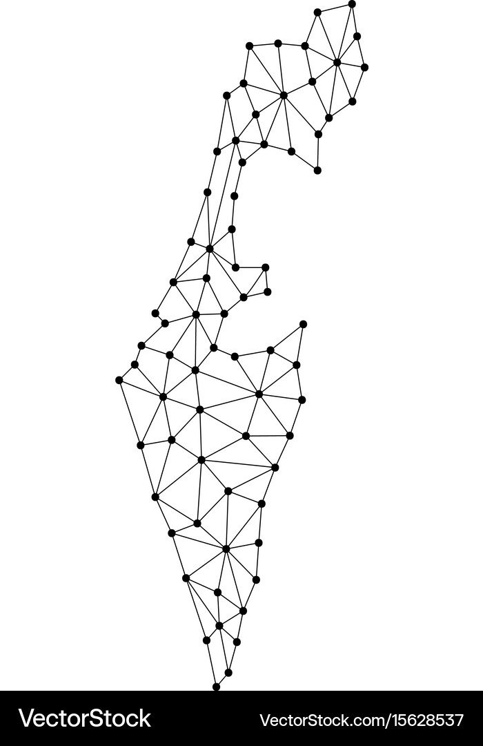 Israel map of polygonal mosaic lines network rays Vector Image